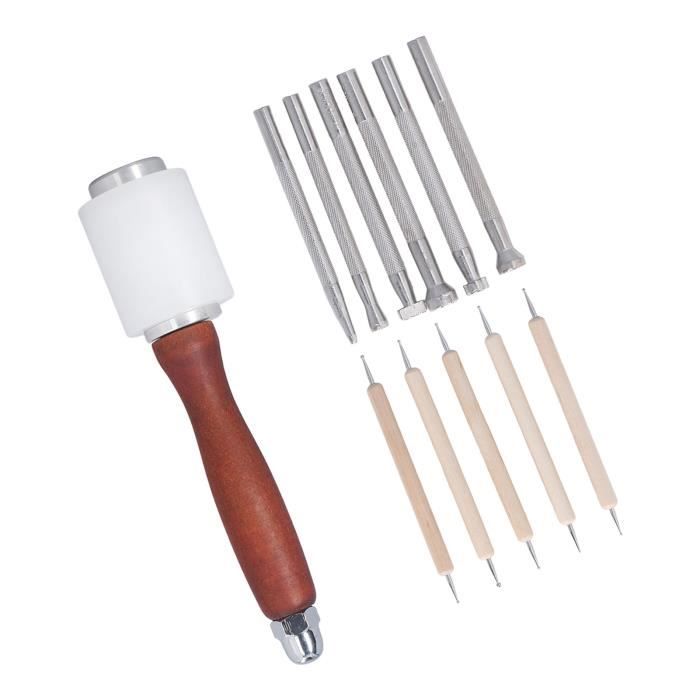 Fdit kit d'estampage du cuir 12 pièces outils d'estampage en cuir faits ...
