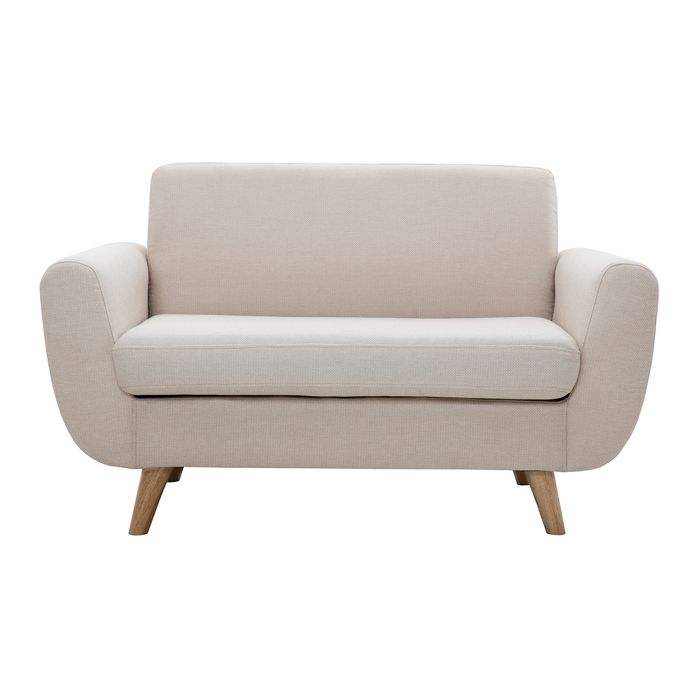 Miliboo - Canapé scandinave 2 places en tissu beige et bois clair PURE ...