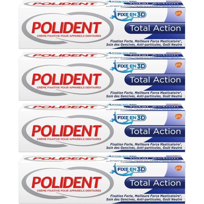 Polident Crème Fixatrice Total Action, Pour Prothèses Dentaires ...