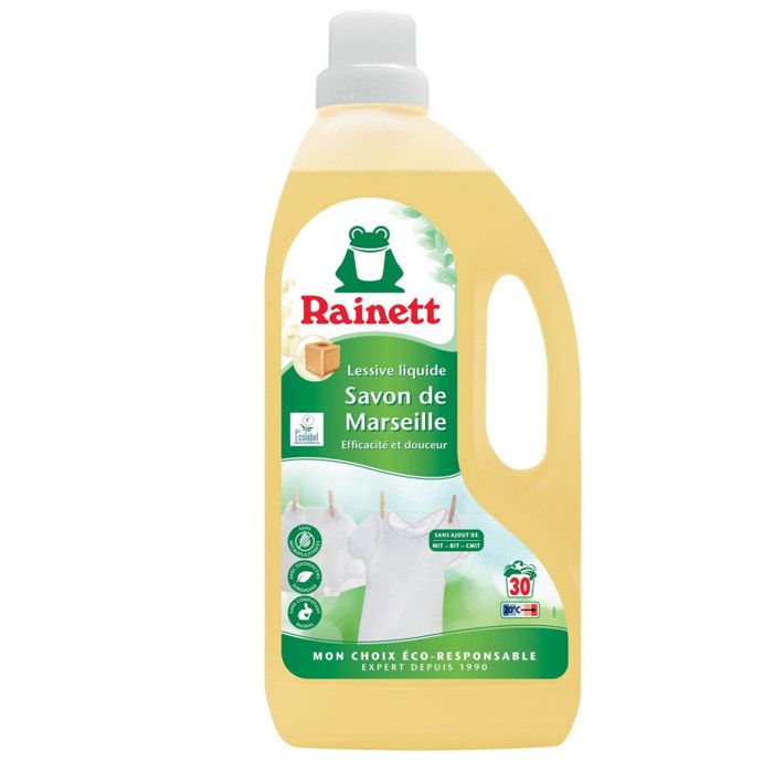 Pack de 3 - Rainett Lessive Liquide Ecolabel Savon de Marseille 1,5l ...