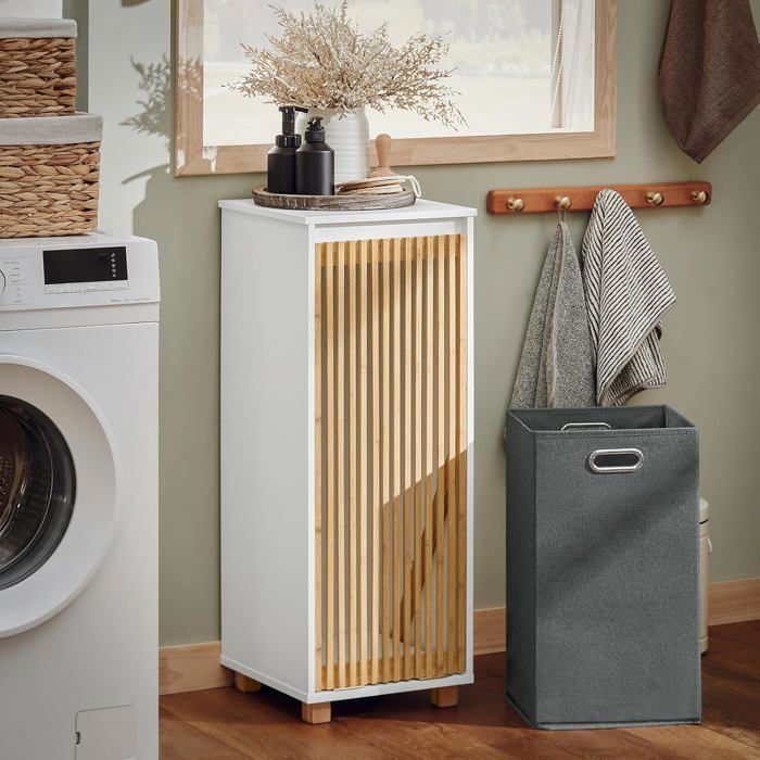 SoBuy Armoire à Linge 32x33x85 cm, Meuble Salle de Bain avec Panier à ...