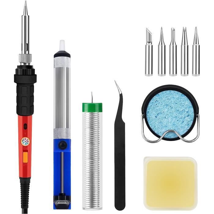 KAIWEETS Fer à Souder, 60W 220V Kit de Soudure, Température Réglable 220~480 ℃, Fer à Souder ...