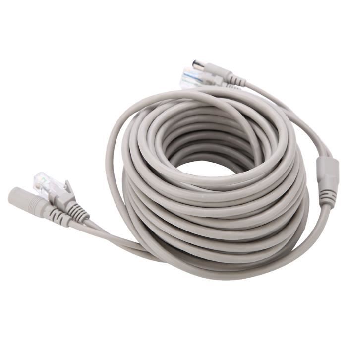Câble Ethernet RJ45 + DC - SURENHAP - 15 m - Câble Cat 5 - Rallonge d ...
