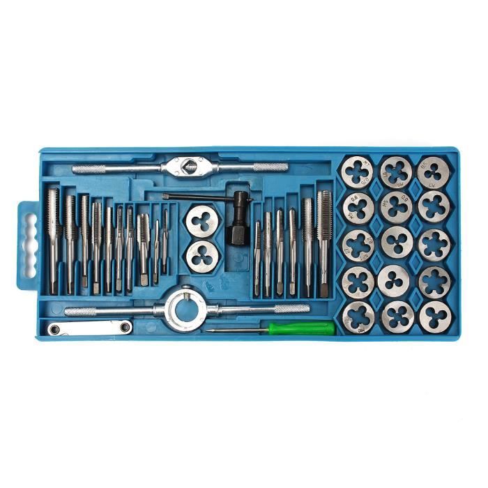 Taraudage Taraud Filière Filetage Métrique Clé M3-M12 Boulon Écrou 60° kit 40pcs TEMPSA ...