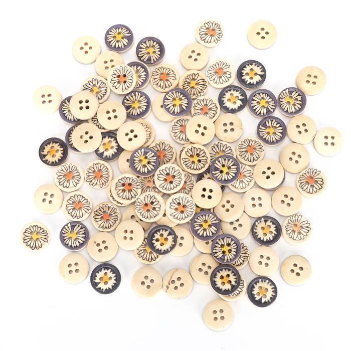 TMISHION Boutons de couture 100pcs Bouton en Bois Coloré Naturel Petite ...