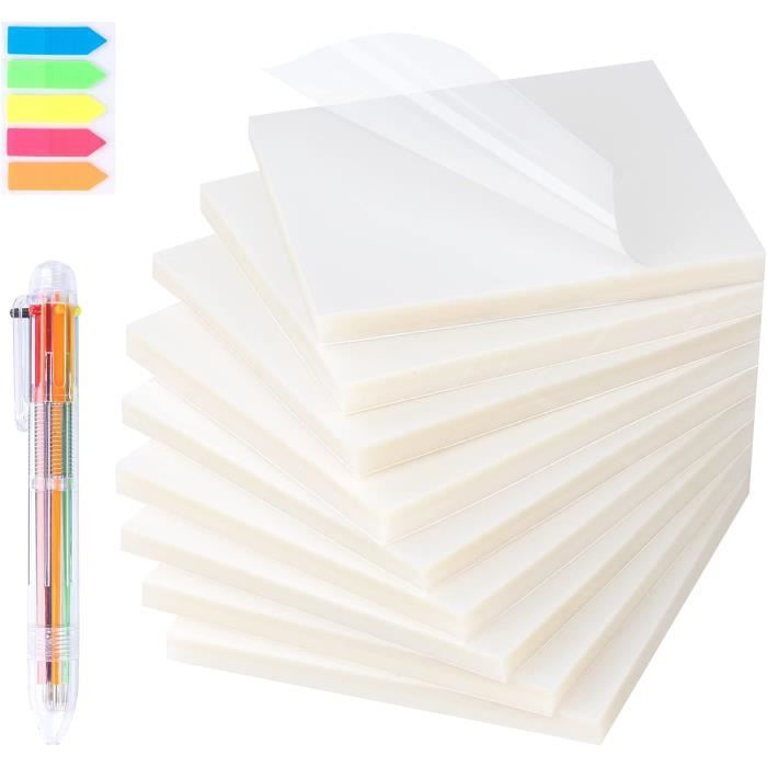 12 Pads Notes Autocollantes Transparents,1200 Pcs Post Sticky It Notes ...