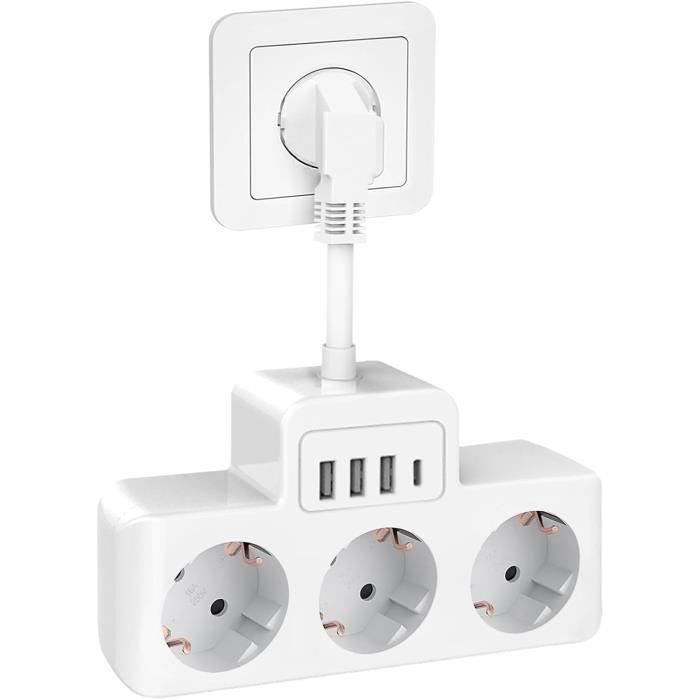 Multiprise Electrique 3 Prises, Multiprise Murale Avec 3 Prises Ac Et 4 ...