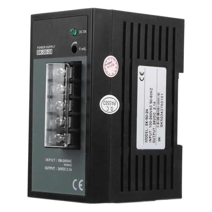 YOSOO Alimentation à découpage 50W 24V Alimentation sur Rail DIN Mini ...