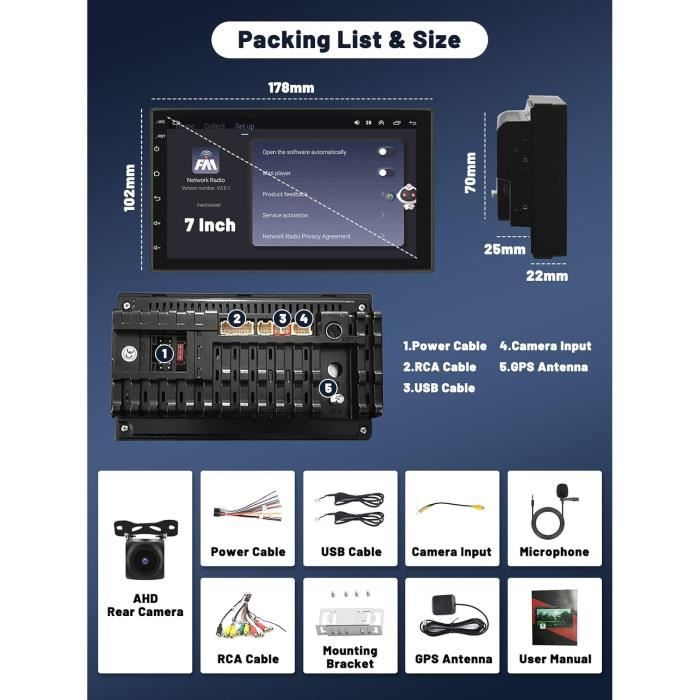 Android 13 Autoradio 2 Din Wireless Apple CarPlay Android Auto Poste ...