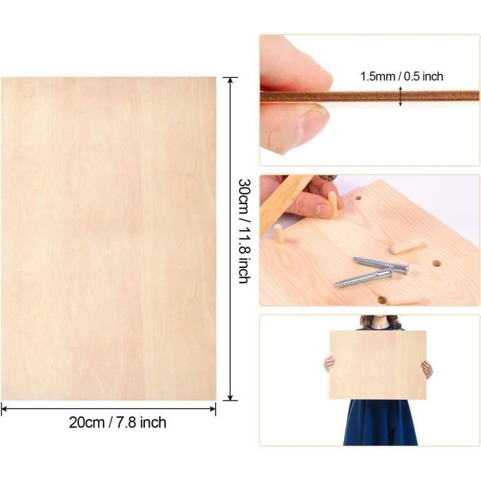 Lot de 12 Feuilles de Contreplaqué Balsa 300x200x1.5mm Feuilles de Bois ...