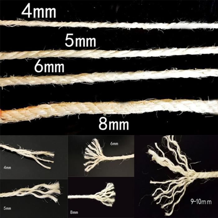 Corde sisal Naturel 6mm 50M Corde sisal Arbre à Chat Remplacement Corde ...