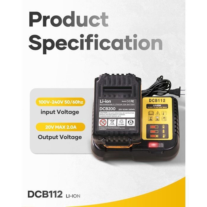 Incarcator compact slim acumulatori DCB112, pentru incarcatorul de ...