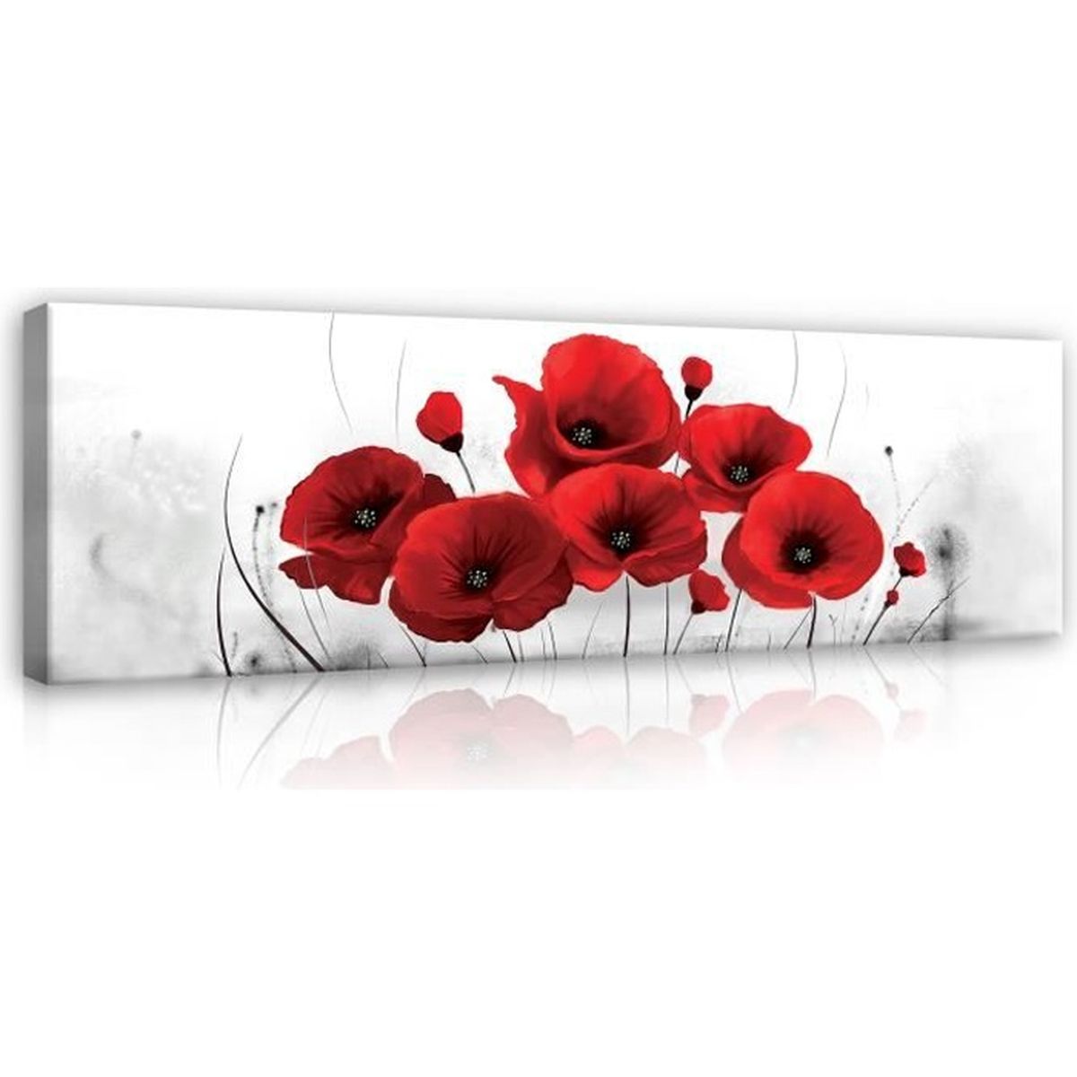 Impression sur Toile Fleurs Coquelicot Rouge 145x45 cm XXL Tableau ...