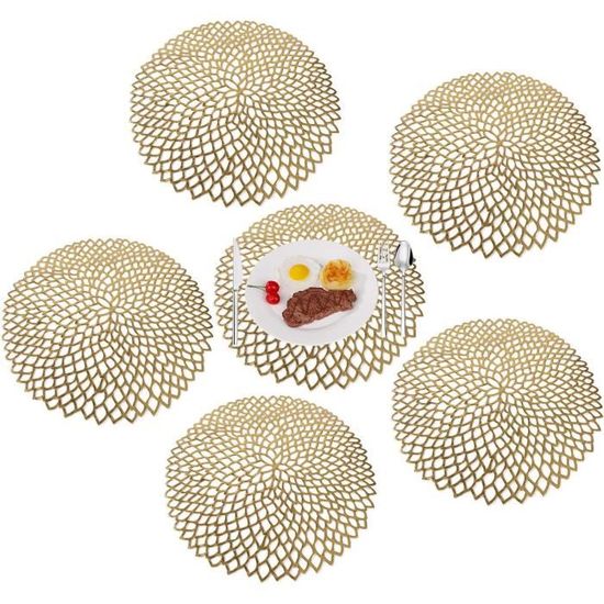 Set de Table Napperon Antidérapant Lavable en PVC Lot de 6 Placemat ...