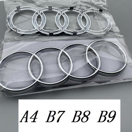 273*94mm Insigne Marque Auto Emblème Audi Logo Coffre Capot Front A4 B7/B8/B9(Argent brillant ...