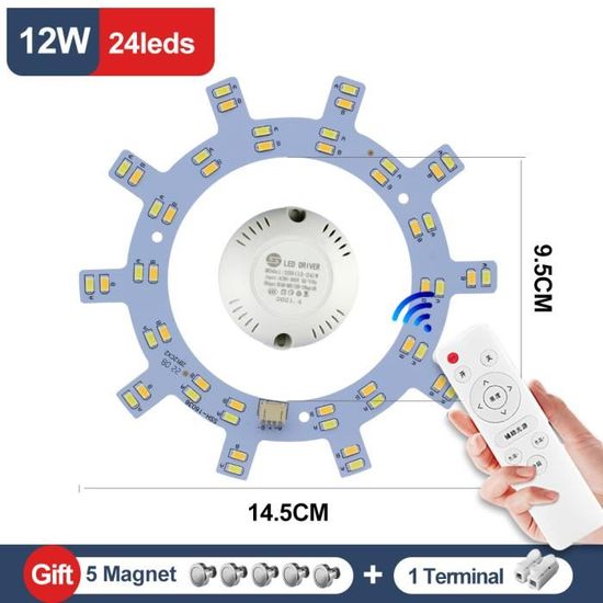 12w Ykq Plafonnier LED Tech avec télécommande ventilateur anneau rond panneau LED de ...