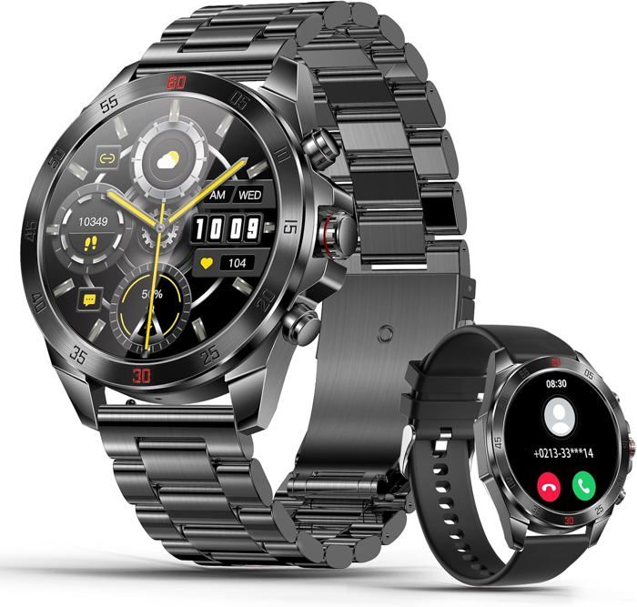Montre Connectée Homme,1,43" Amoled Montre Connectée Appel Bluetooth ...