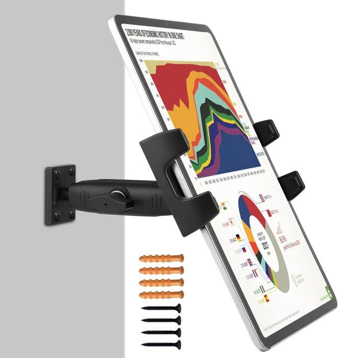 Support mural pour tablette iPad avec long bras réglable à 360 ...
