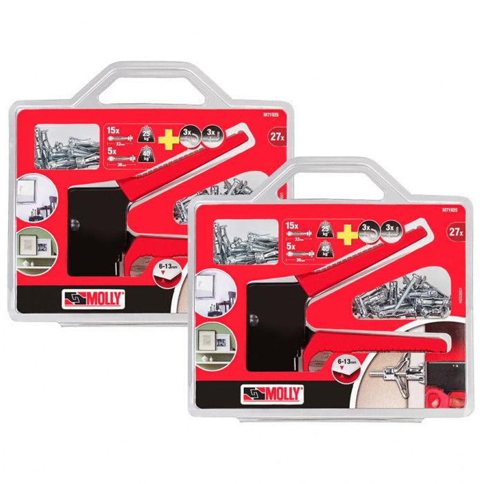 MOLLY Lot de 2 kits de chevilles métal avec pince – 20 chevilles par ...