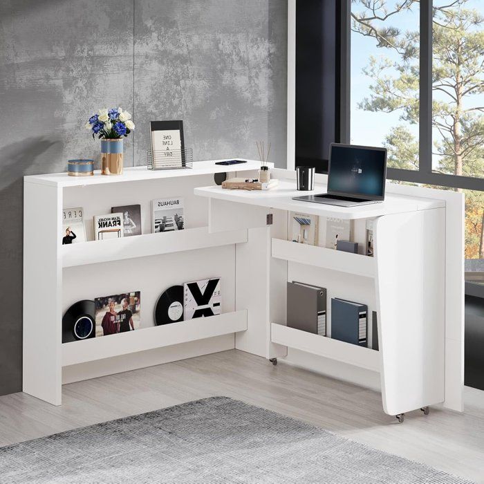 Bureau Pliant avec roulettes et Recharge sans Fil, 115×27×93 cm ...