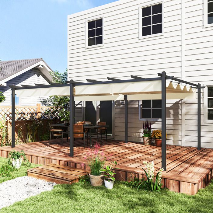 Pergola rétractable 3,5 x 6 m pergola pour terrasse structure en ...