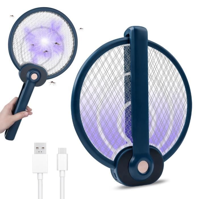 3000v Raquette Anti Moustique Rechargeable USB Interieur Exterieur Tapetteà Mouche Raquette ...