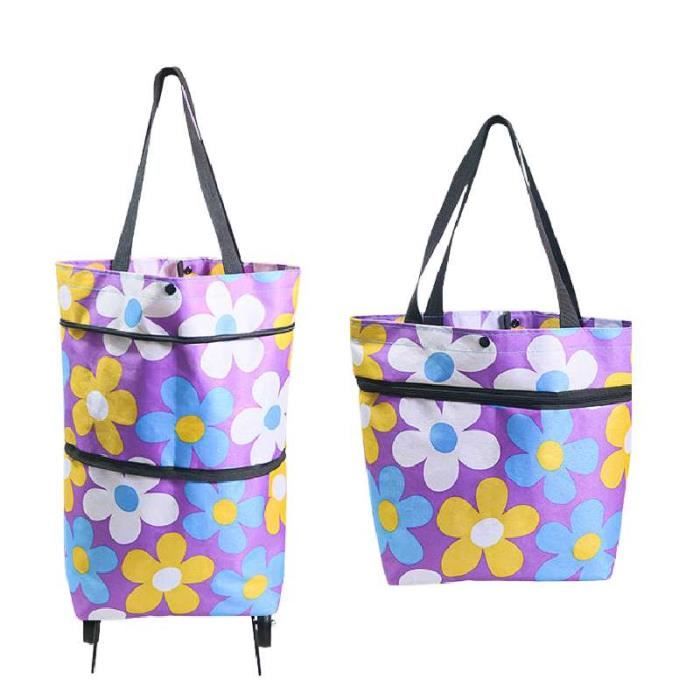 Sac de courses pliable - Lilas - Tissu Oxford - Avec roulettes ...