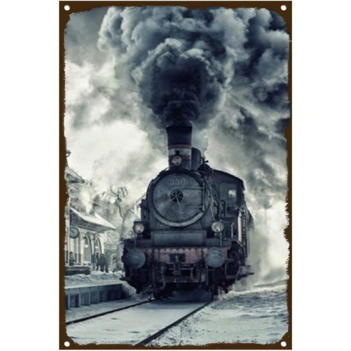 Plaques En Métal Vintage -Train Voie Ferrée,Art Mural Peinture Bar Pub ...