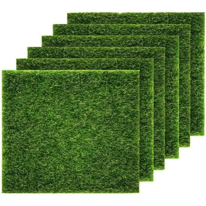 6 Pièces Mini Herbe Artificiel Gazon, Pelouse Artificielle Réaliste Pour Miniature, Tapis De ...