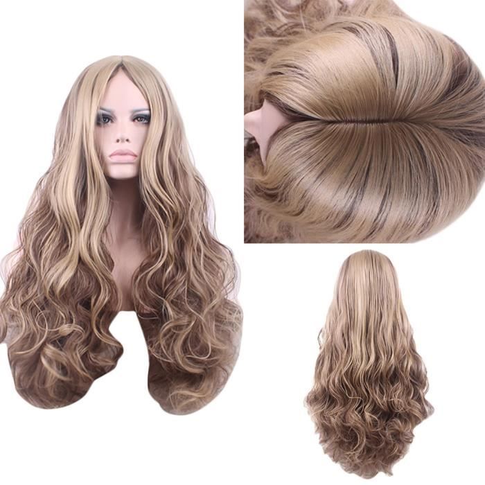 PERRUQUE Femmes Blonde Gradient Longue Perruque Bouclée Synthétique ...