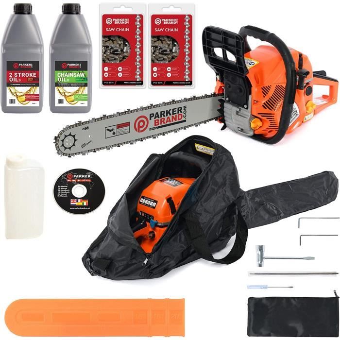 Scie à tronçonneuse à essence 58cc, 2 chaînes, huiles et plus [251 ...