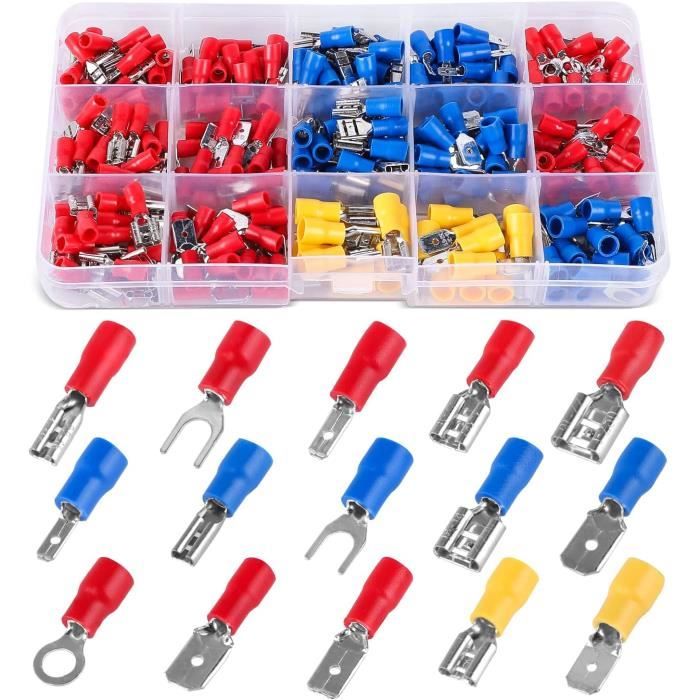 Lot De 320 Cosses Electriques À Sertir, Cosse Electrique Isolée, Cosses Et Kits, Connecteurs À ...