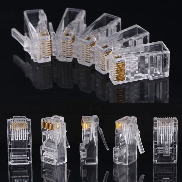 Tête de câble RJ45 Modular Plug Têtes de câble, Ethernet Cable Plug 100 ...