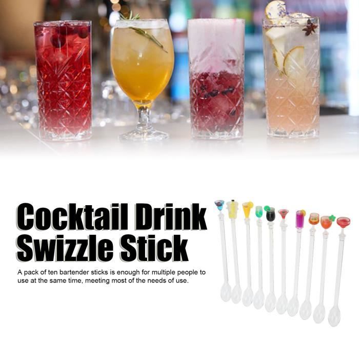 10 PCS Cocktail Boisson Swizzle Bâton Arbres Clairs Barman Mélange ...