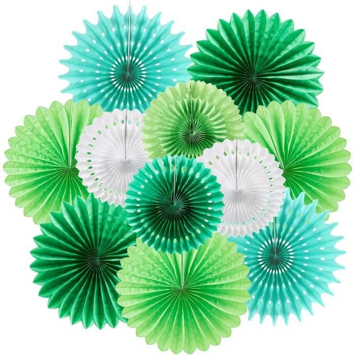 Décoration De Fête Vert, Éventails En Papier Suspendu Rosace Deco ...