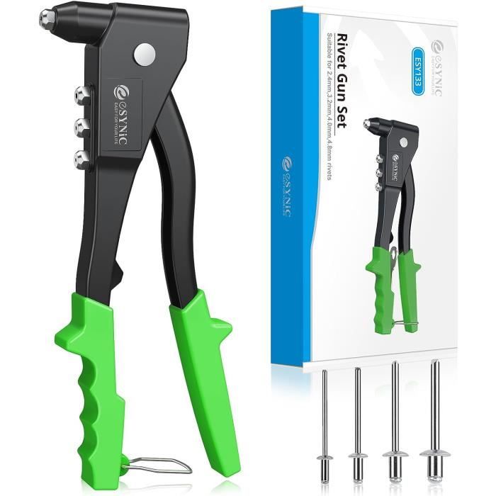 10'' Pistolet À Rivet Riveteuse Manuelle Pistolet À Riveter Avec 200 Pcs Rivets À Tête Ronde,4 ...