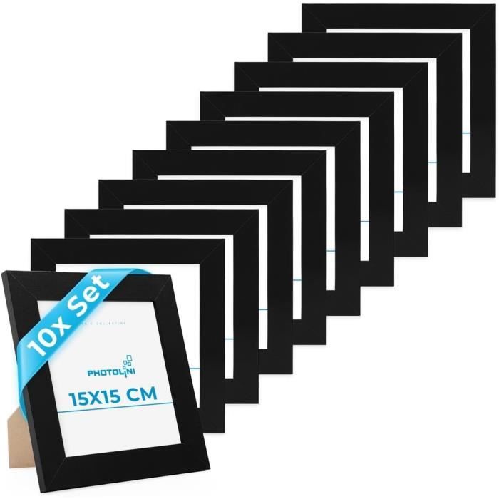 Cadre Photo 15 X 15 Cm Bois Mdf Noir, Cadre Large Bord, Lot De 10 ...