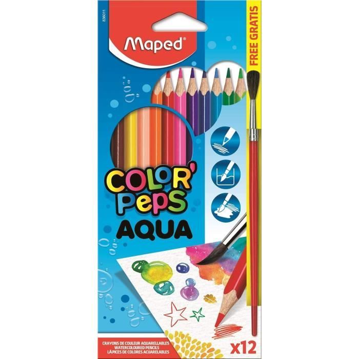 Color'Peps - Crayons De Coloriage Aqua Pour Aquarelle Mine Résistante ...