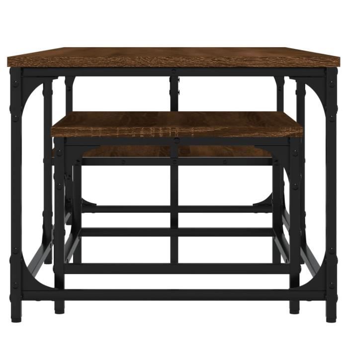 ZHUO Tables basses gigognes 2 pcs chêne marron bois d'ingénierie Bon ...