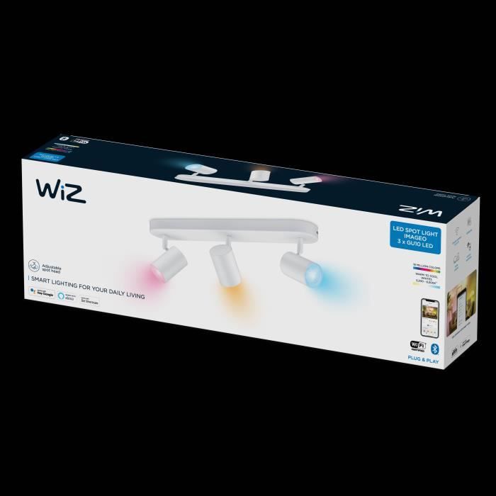 WiZ Spots Connecté Wi-Fi couleur IMAGEO 3x5W 22-65K, Blanc - Cdiscount ...