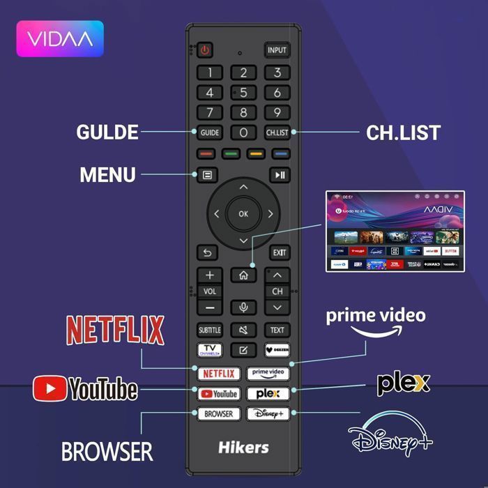 Hikers TV LED FHD 43" (108 cm) Smart TV VIDAA- Netflix, Prime Video ...