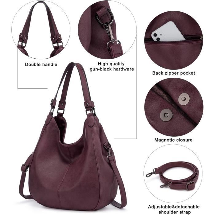Sac A Main Femmes Pu Cuir Synthétique Grand Sac Bandoulière Femme ...