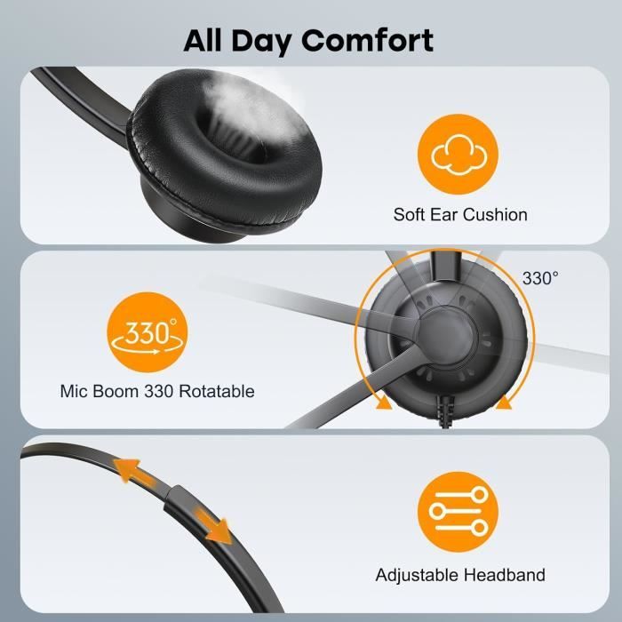 Casque Audio Usb Mono Filaire Avec Micro Anti-Bruit Et Contrôle De ...