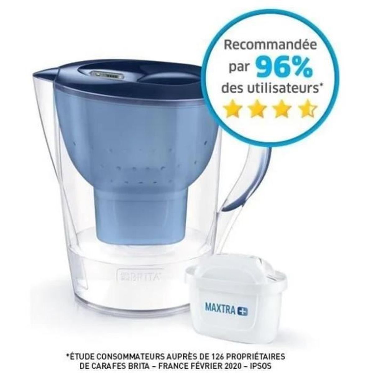 BRITA Carafe filtrante MARELLA XL Bleu + 1 cartouche de rechange ...