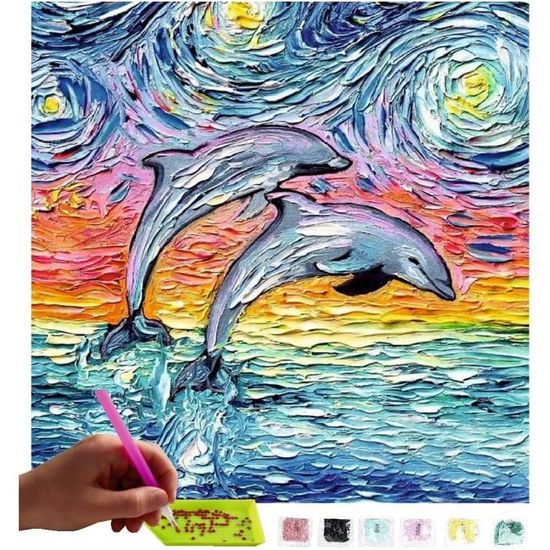 Diamond Painting Mosaïque Diy 5D Set | Dauphin | Broderie | Point De ...
