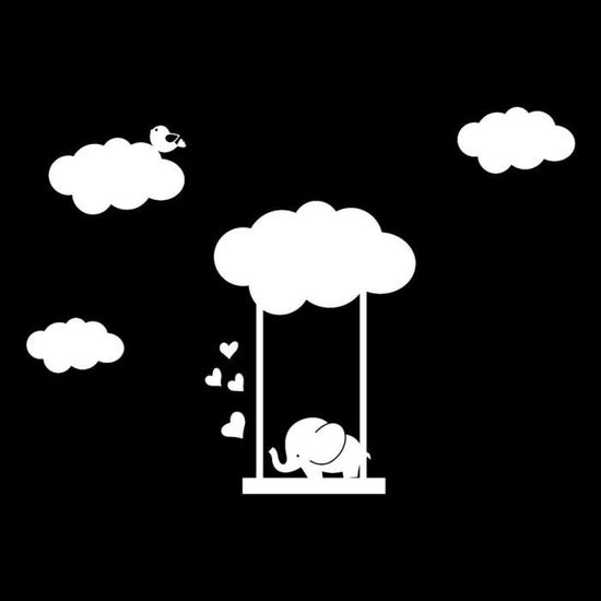 Éléphant Balançant Amovible Art Vinyle Mural Home Room Decor Stickers ...