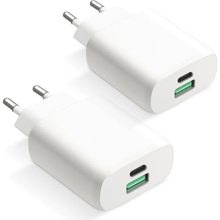USB C Rapide Chargeur GaN, 30W 2-Ports USBC USBA Prise Mural Type C ...