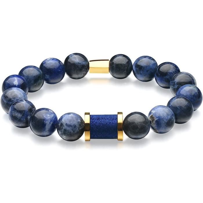 Bracelet Pierre Naturelle Avec Pierre Bleue Synthèse Cadeau Fête Des ...