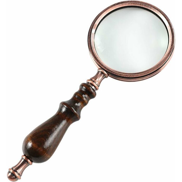 Loupe 10 x en cuivre antique avec poignée en bois et verre véritable ...
