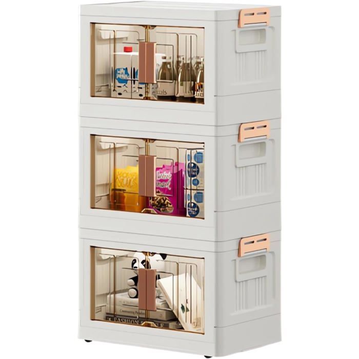 Plastic Storage Box with Lid Foldable and Stackable Storage Box Set of ...